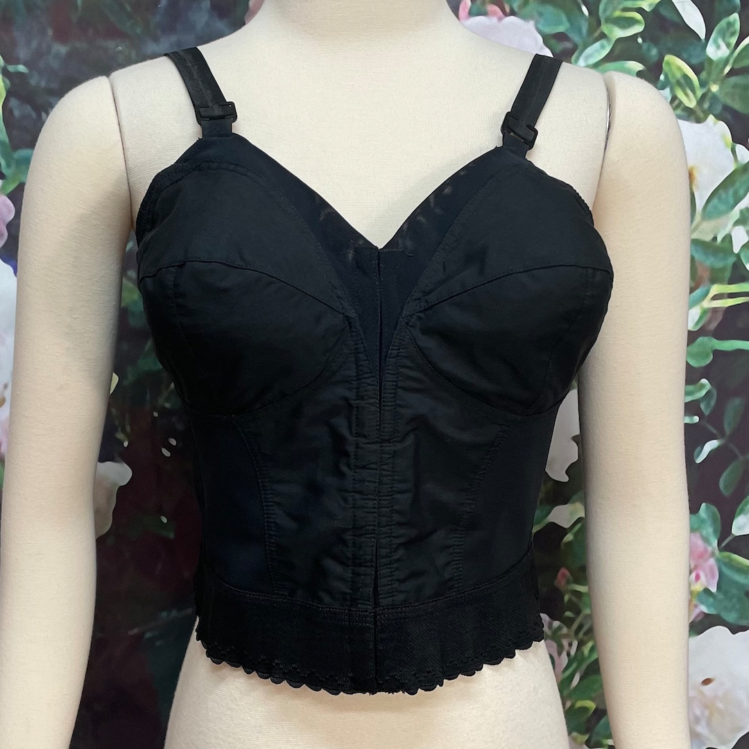70s Exquisite Form Black Lace Long Line Bra Size 40B - Etsy