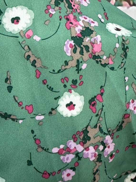 70s Andrea Gayle Green Floral Maxi Dress Polyester Kn… - Gem