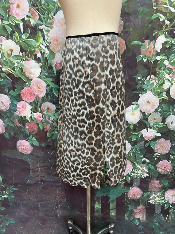80s Cheetah Print Slip Reversible Black Nylon Half Sl… - Gem