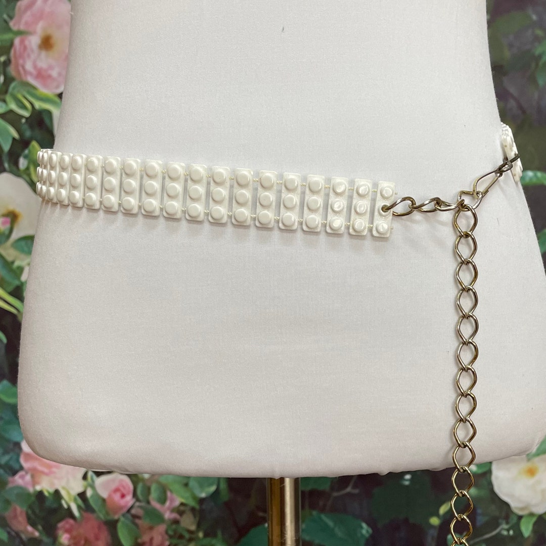70s White Plastic Interlocking Brick Belt - Etsy