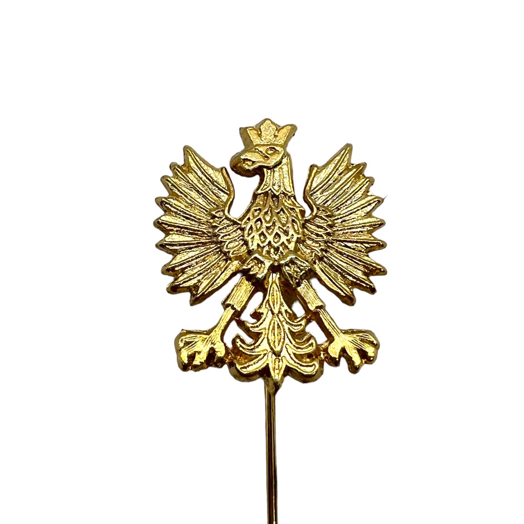 60s Polish Gold Tone Crowned Eagle Stickpin - Etsy
