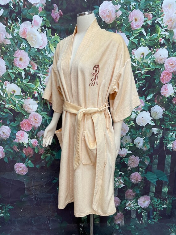 60s Royalcama Tan Monogrammed Letter R Robe - Gem