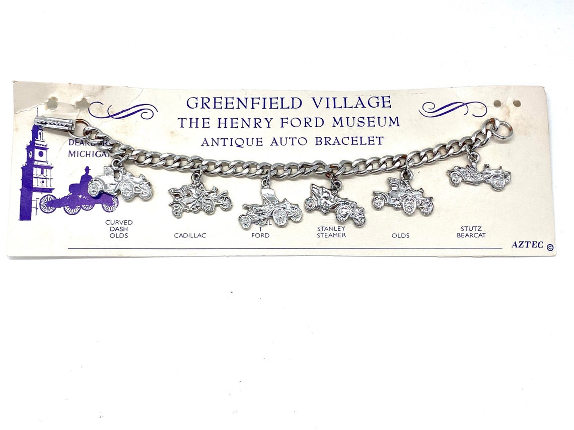 Vintage Auto Silver Car Charm Bracelet Ford Museum Deadstock - Etsy