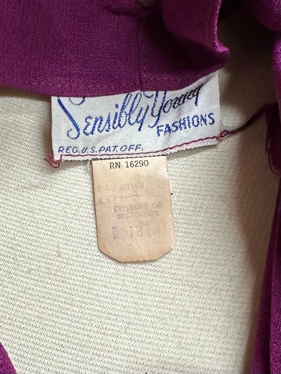40s Plum Purple Day Dress Sensibly Young Fashions Plu… - Gem