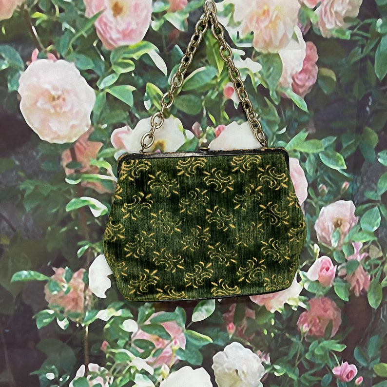 60s Mel Ton Green Carpet Bag Purse Tapestry - Etsy