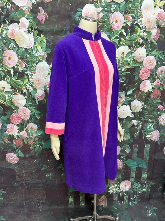 70s Vanity Fair Purple Stripe Robe Zip Up Pink - Gem