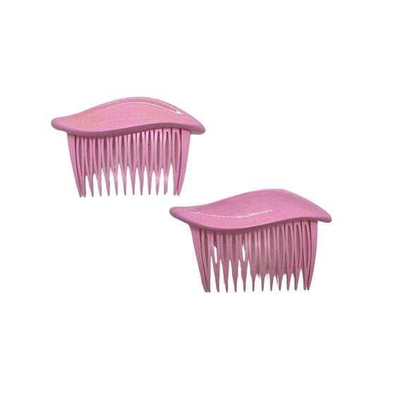 70s Goody Pink Fashion Hair Comb Pair Set of Two - Gem