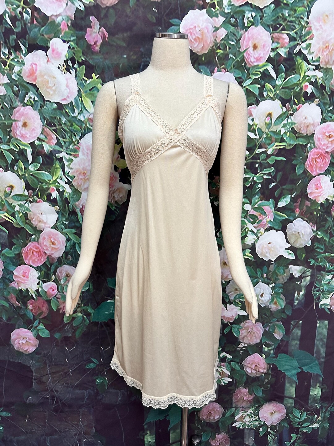 60s Capri Ivory Dress Slip Stretch Lace Size 36 - Etsy