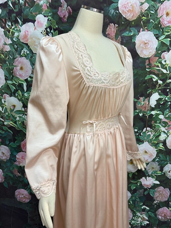 80s Olga Pink Satin Nightgown Brushed Back # 92256 La… - Gem