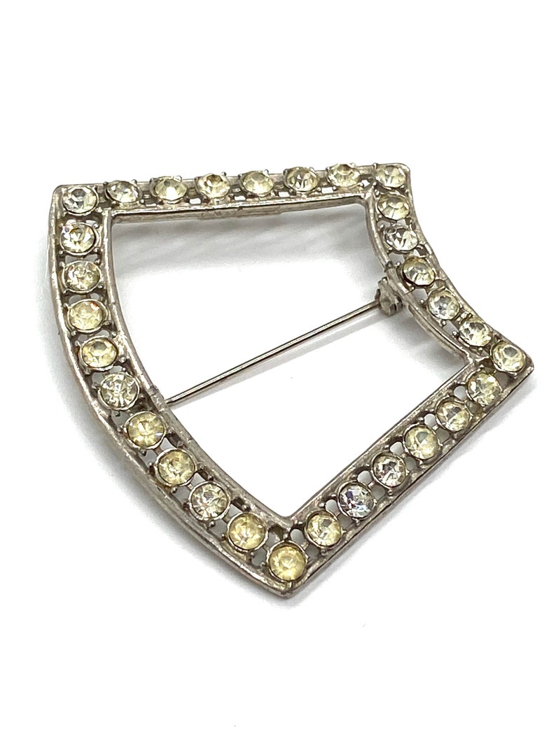 40s H Pomerantz Rhinestone Pin Rectangular Brooch - Etsy