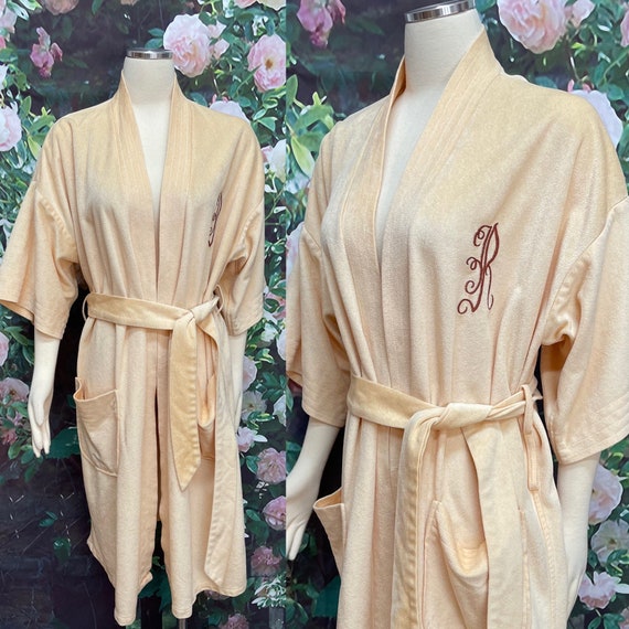 60s Royalcama Tan Monogrammed Letter R Robe - Gem