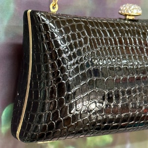 90s Black Embossed Rhinestone Clasp Box Purse - Etsy