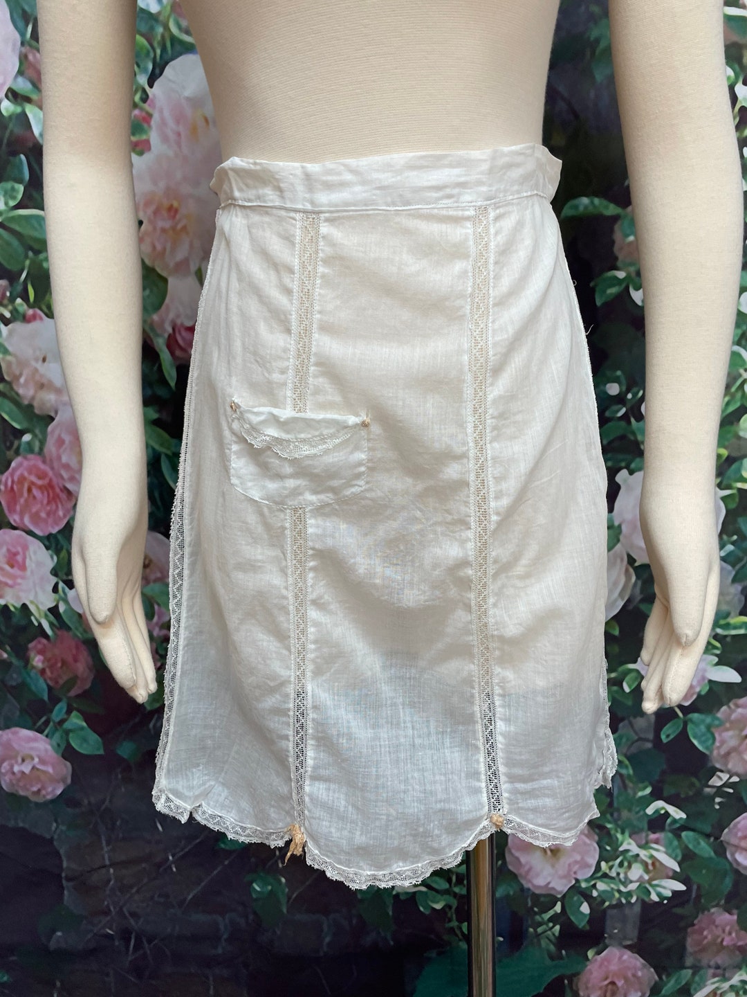 40s White Sheer Batiste Apron Needle Lace - Etsy