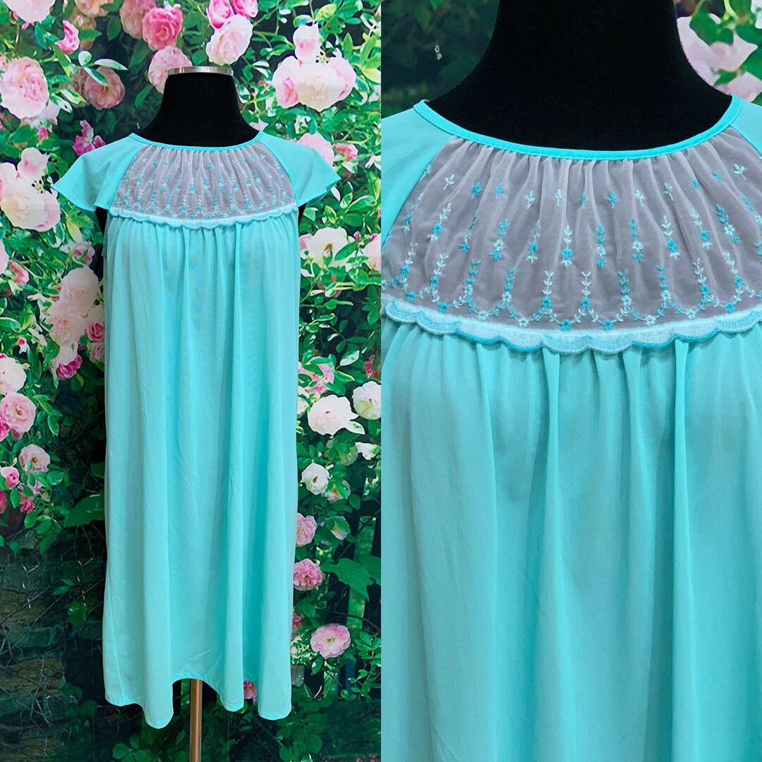 60s Sears Maternity Aqua Blue Nightgown Hospital - Etsy