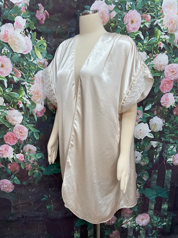 80s Val Mode Silver Liquid Satin Robe Large - Gem