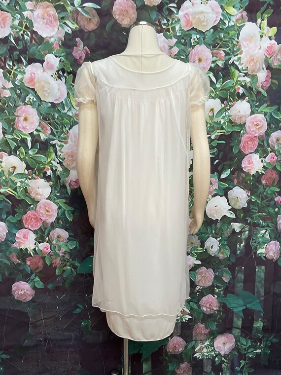 60s White Chiffon Negligee Peignoir Set Bridal Nightg… - Gem