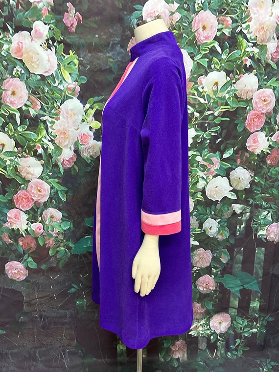 70s Vanity Fair Purple Stripe Robe Zip Up Pink - Gem