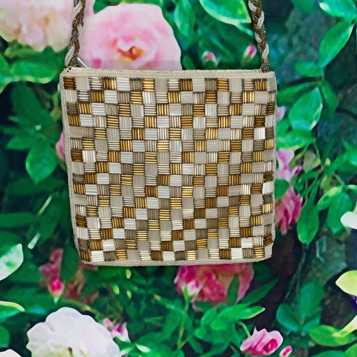 70s Magid Gold Checkerboard Purse Silver Bead Handbag Mixed Metal - Etsy