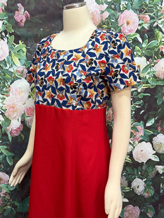 70s Red Maxi Dress Western Teddy Bear Buckeroos Novel… - Gem