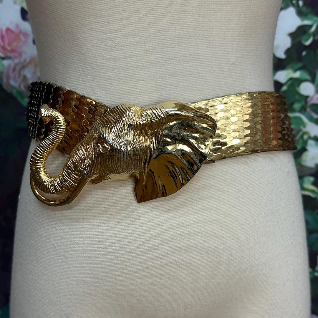80s Gold Elephant Scale Belt Accessory Accent NY - Etsy