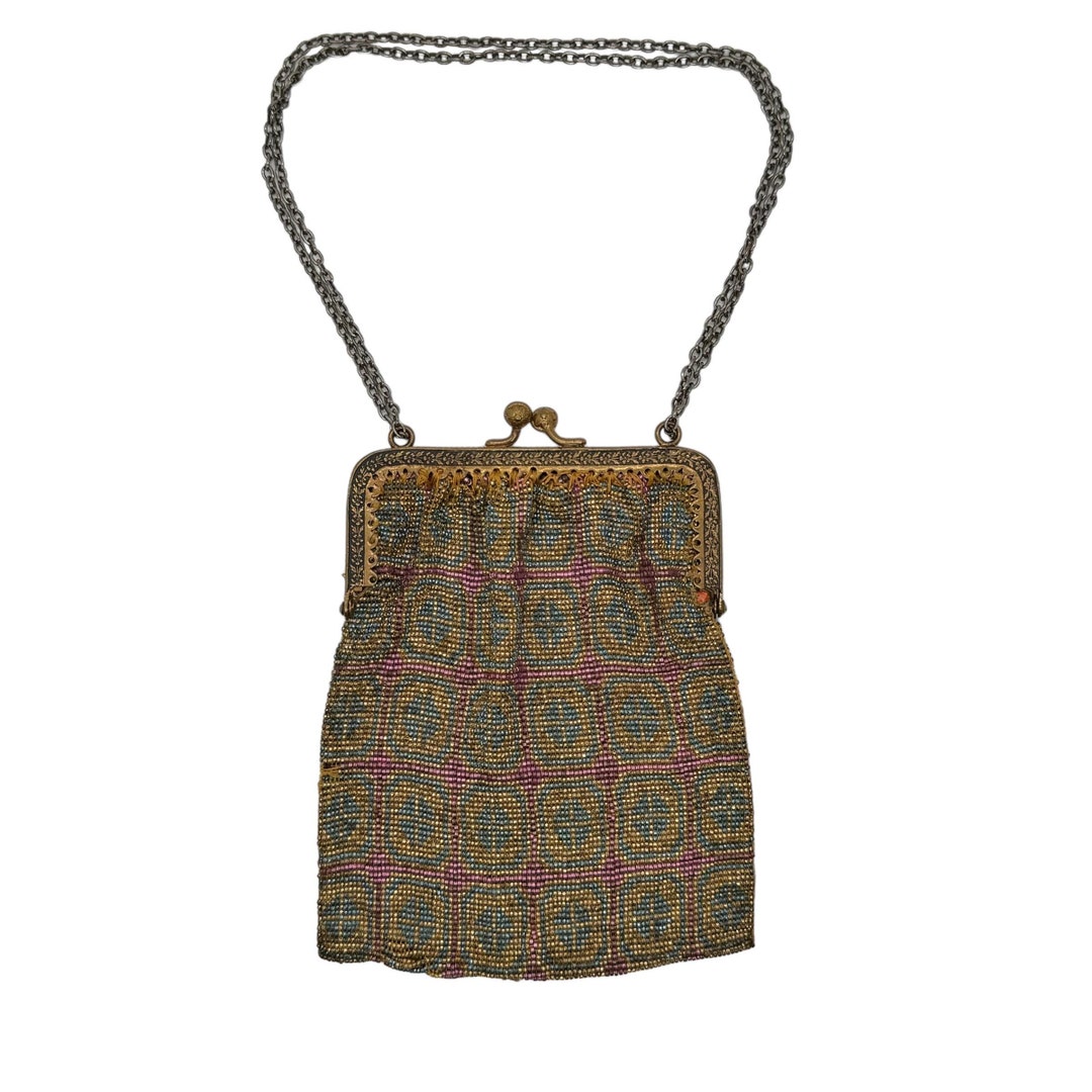 Edwardian Blue Steel Cut Purse Micro Bead Purse Pink - Etsy