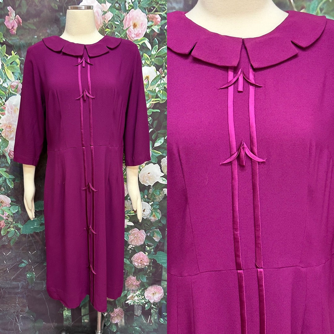 40s Plum Purple Day Dress Sensibly Young Fashions Plus Size - Etsy