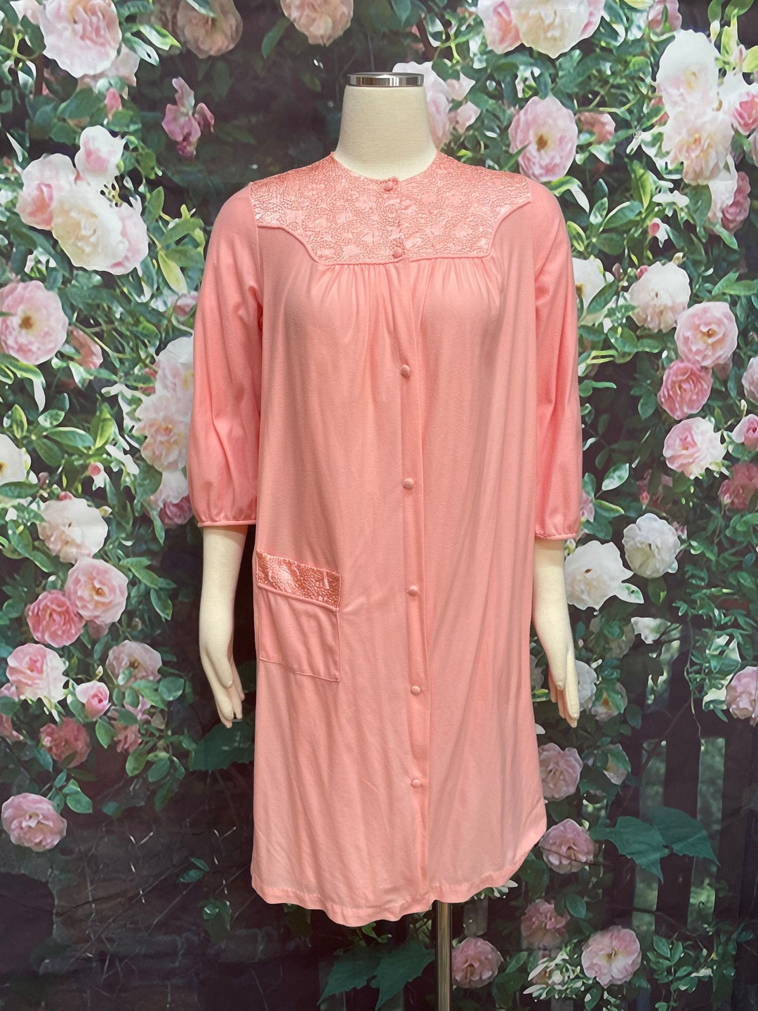 70s Henson Kickernick Peach Quilted Flannel Nightgown Robe - Etsy