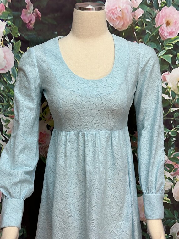 70s Powder Blue Lace Regency Maxi Dress XS - Gem