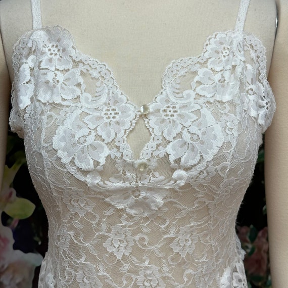 70s Kayser Sheer White Lace Camisole Size 34 Gem