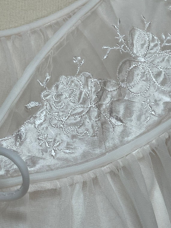 60s White Chiffon Negligee Peignoir Set Bridal Nightg… - Gem