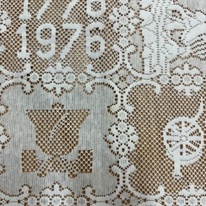 70s White Quaker Lace Bicentennial Tablecloth Patriotic America 82x 72 ...