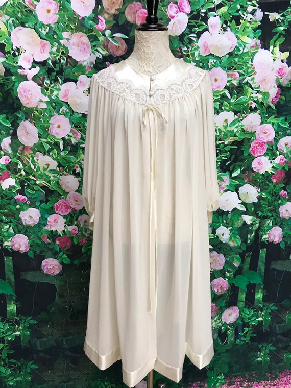 60s Claire Sandra Ivory Peignoir Lucie Ann Bridal Robe - Gem