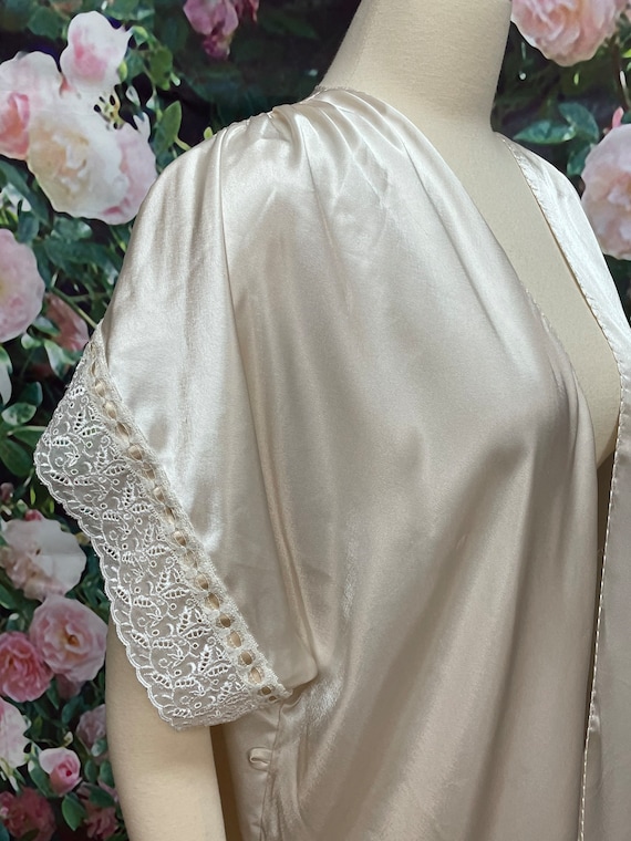 80s Val Mode Silver Liquid Satin Robe Large - Gem