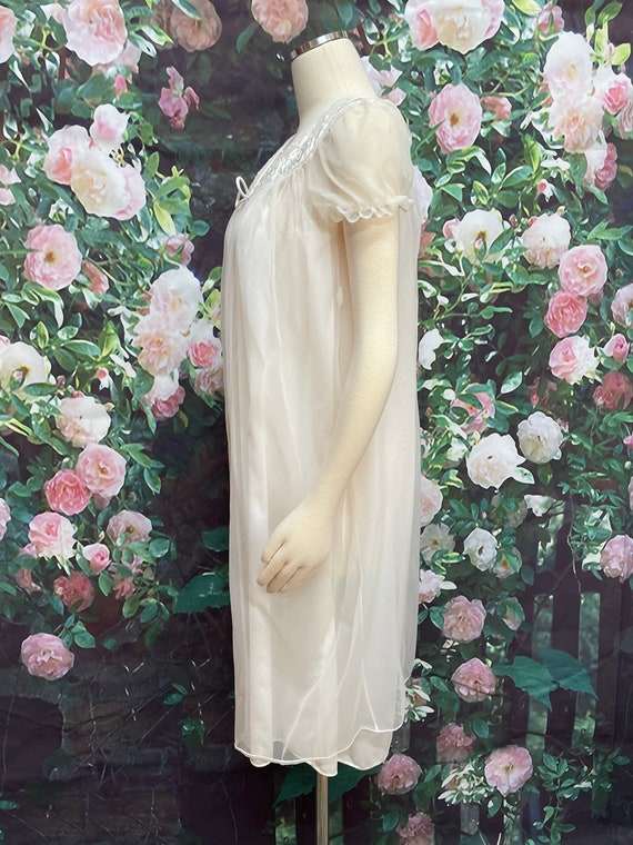 60s White Chiffon Negligee Peignoir Set Bridal Nightg… - Gem