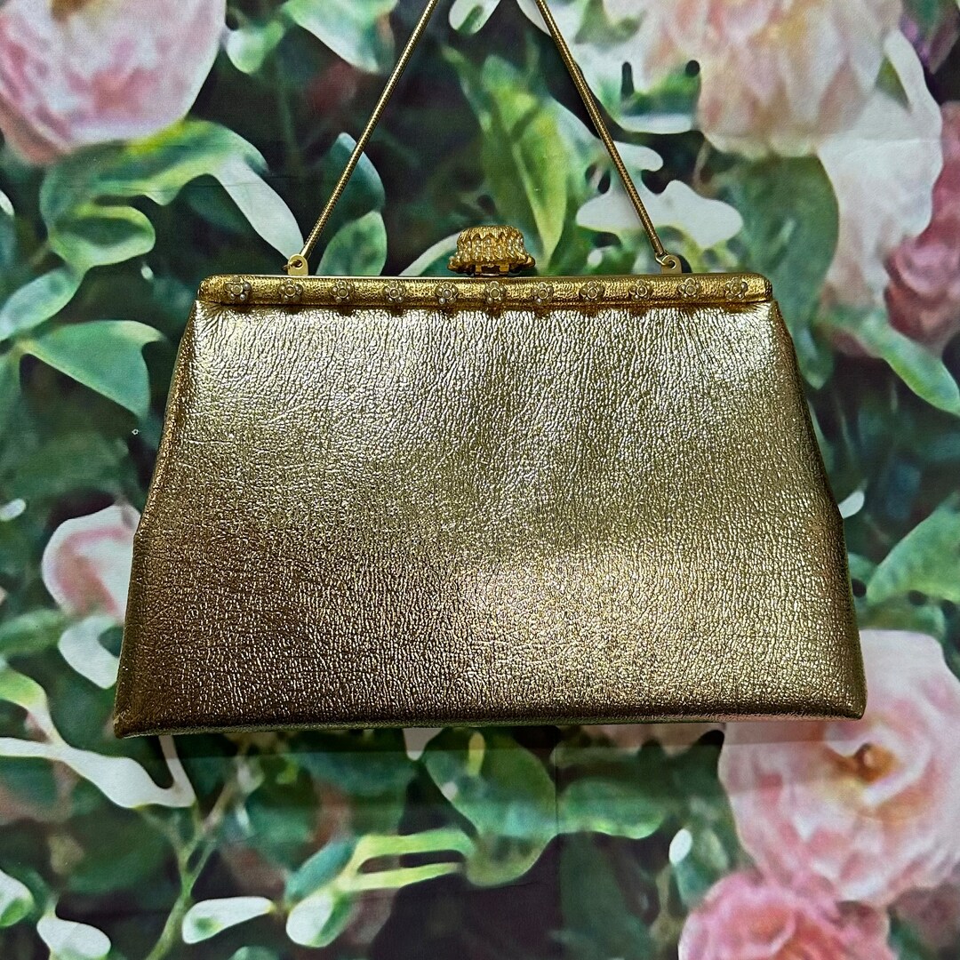 60s After Five Gold Leather Purse Ornate Pearl Clasp Coin Purse - Etsy