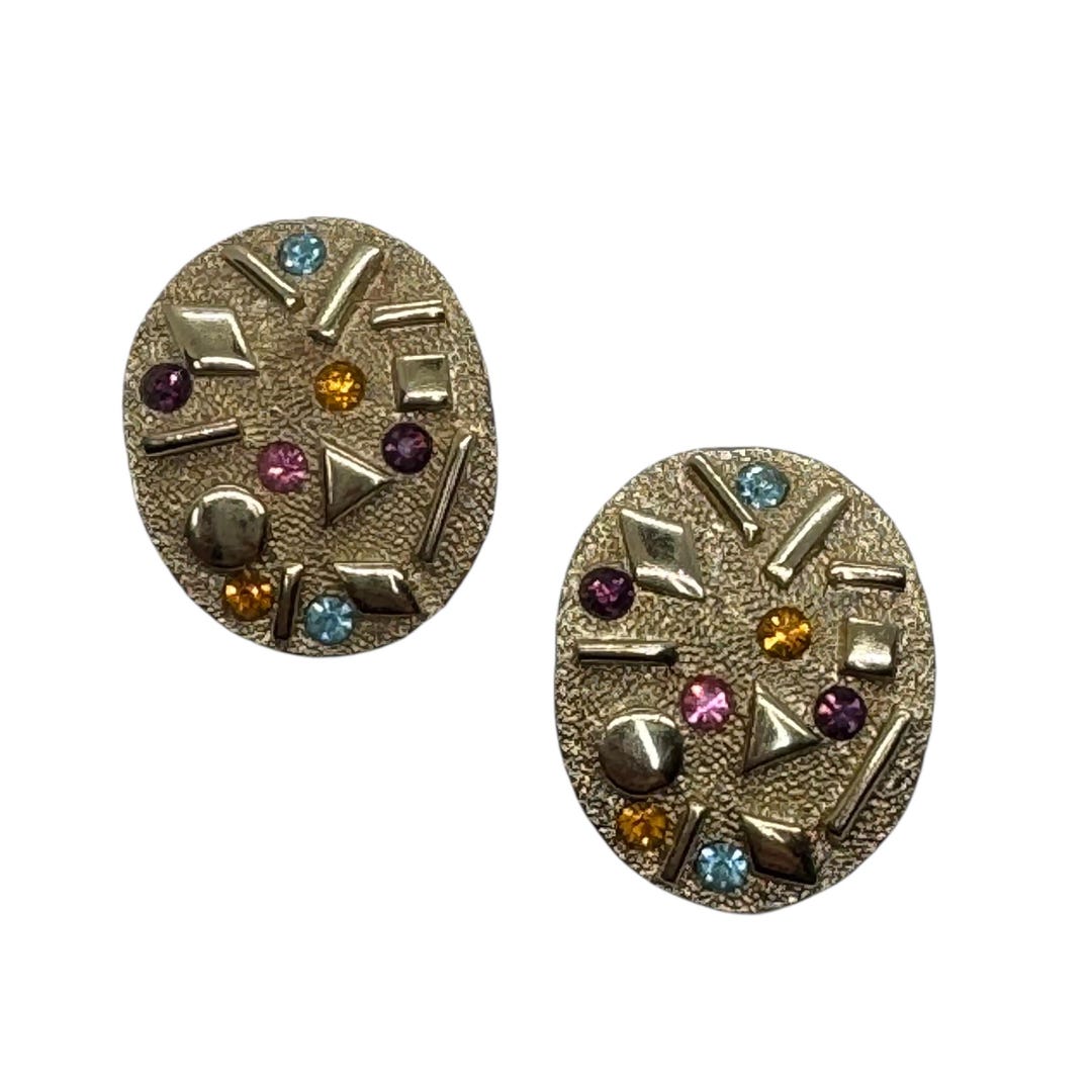 50s Sarah Coventry Sultana Gold Tone Earrings Pastel Rhinestones - Etsy