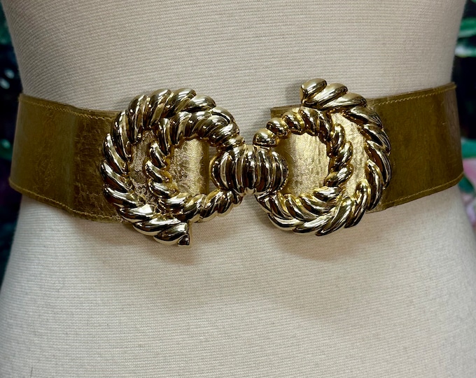 DOREEN RYAN Metallic Gold Belt With Gold Tone Fancy Buckle One Size SML ...