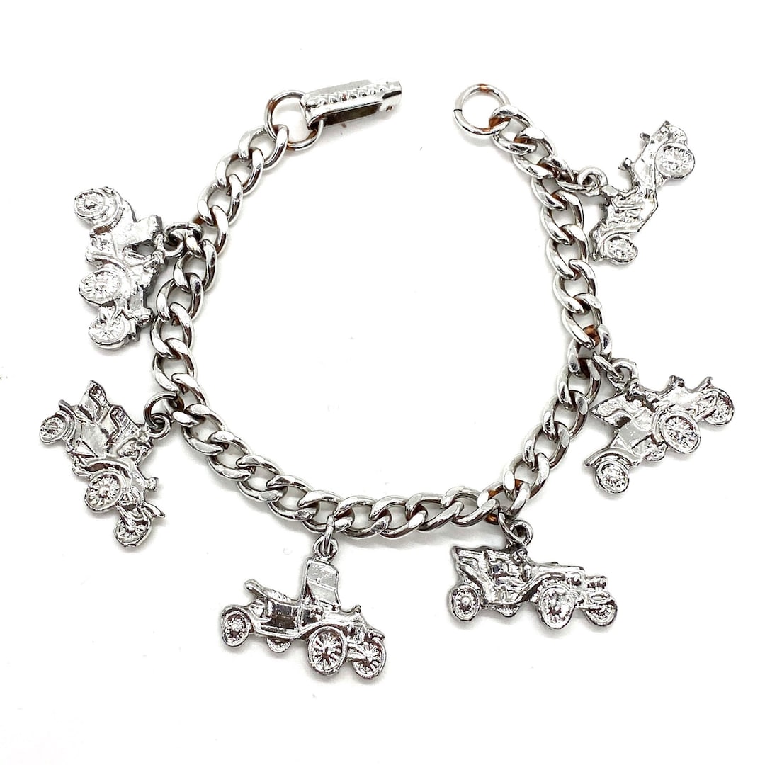 Vintage Auto Silver Car Charm Bracelet Ford Museum Deadstock - Etsy