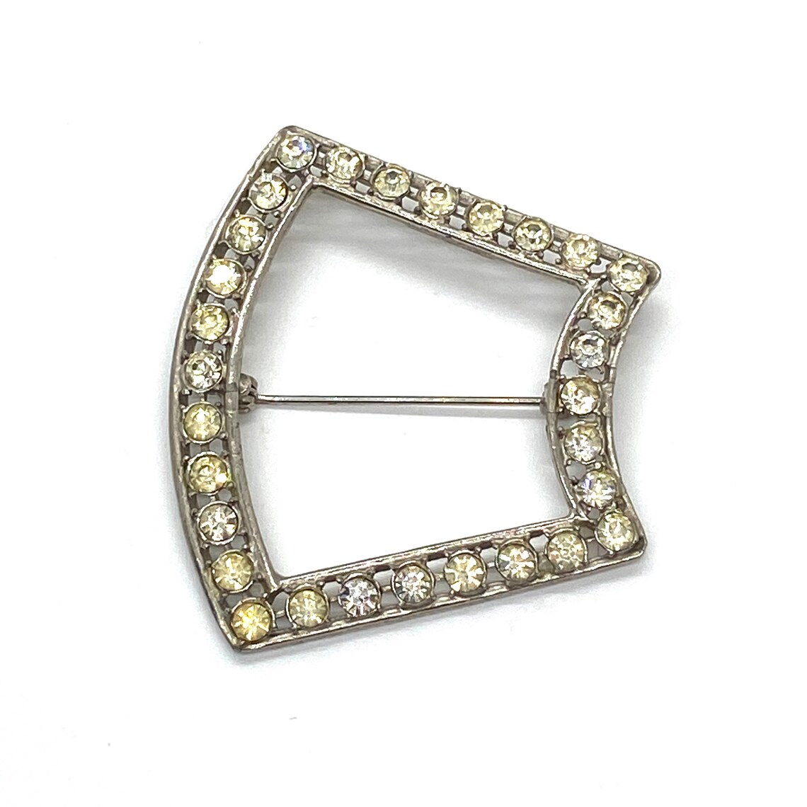 40s H Pomerantz Rhinestone Pin Rectangular Brooch - Etsy