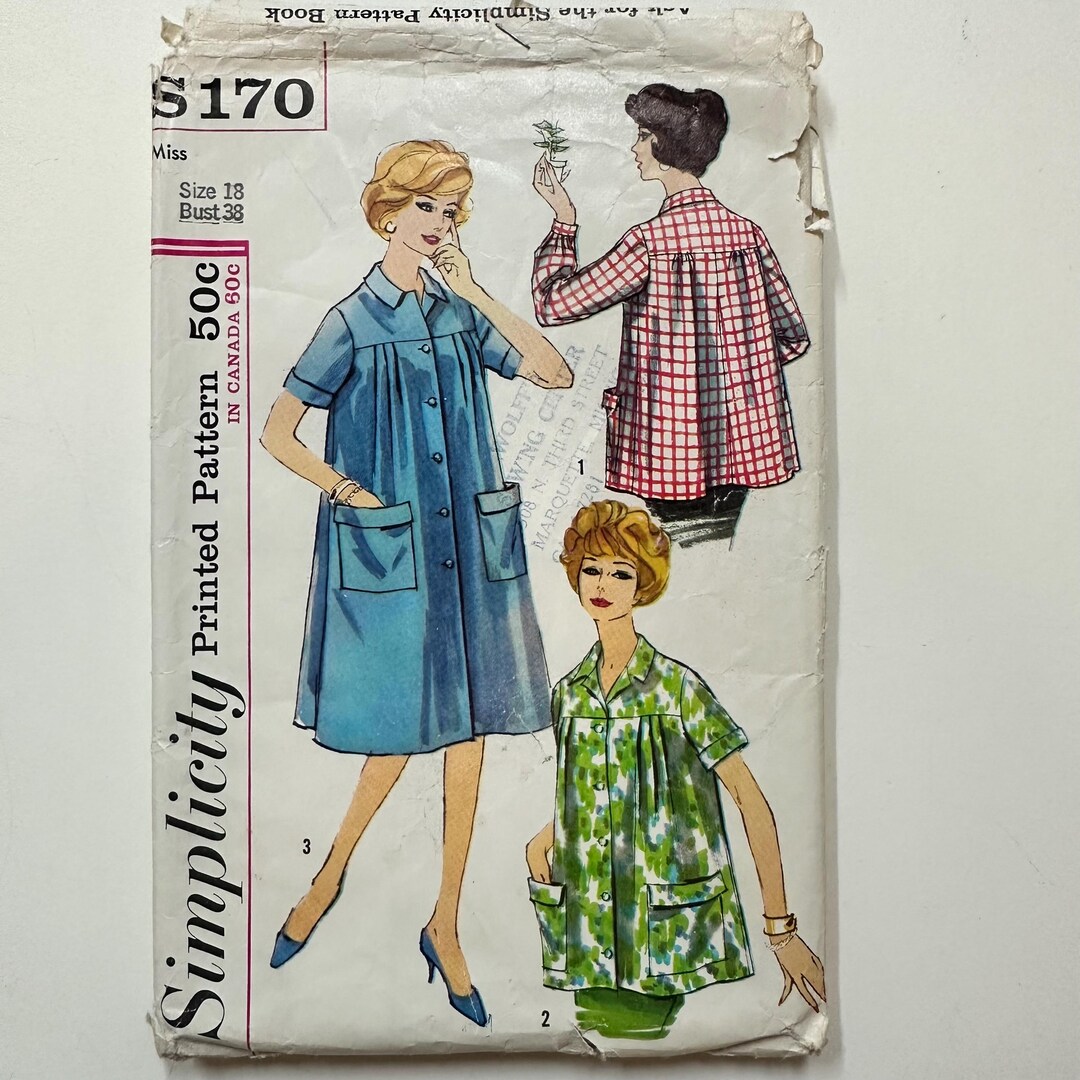 60s Simplicity S170 Women’s Smock Sewing Pattern Size 18 Vintage - Etsy