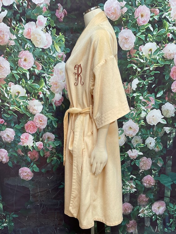 60s Royalcama Tan Monogrammed Letter R Robe - Gem