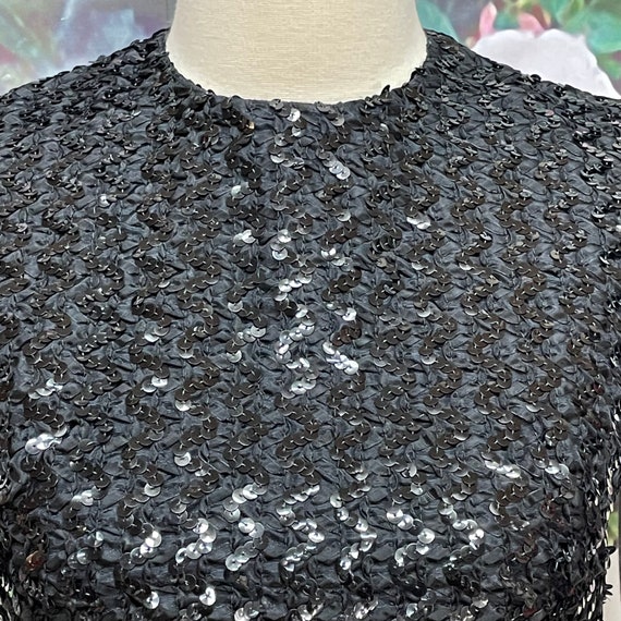 60s Malbe Original Black Sequin Shell Top - Gem