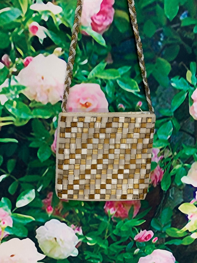 70s Magid Gold Checkerboard Purse Silver Bead Handbag Mixed Metal - Etsy