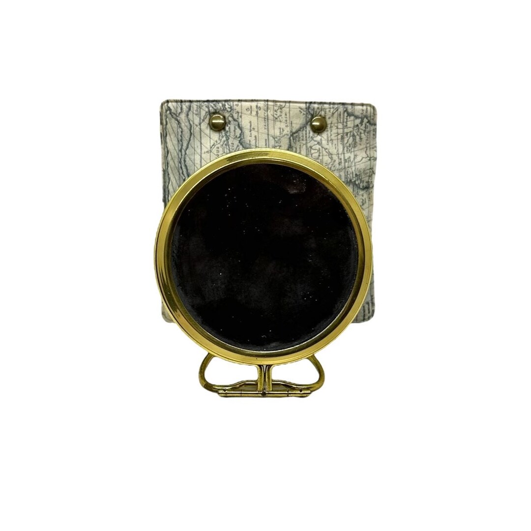 Vintage Brass Folding Mirror Vinyl Map Case 3.5 Inch - Etsy