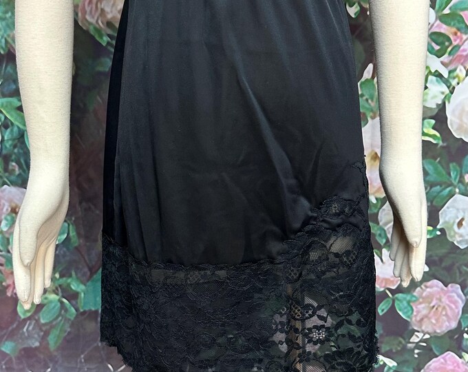 50s Black Floral Lace Half Slip Small - Etsy