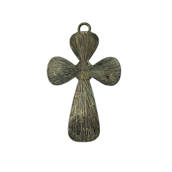 Vintage Large Pectoral Cross Pendant Faux Turquoise R… - Gem