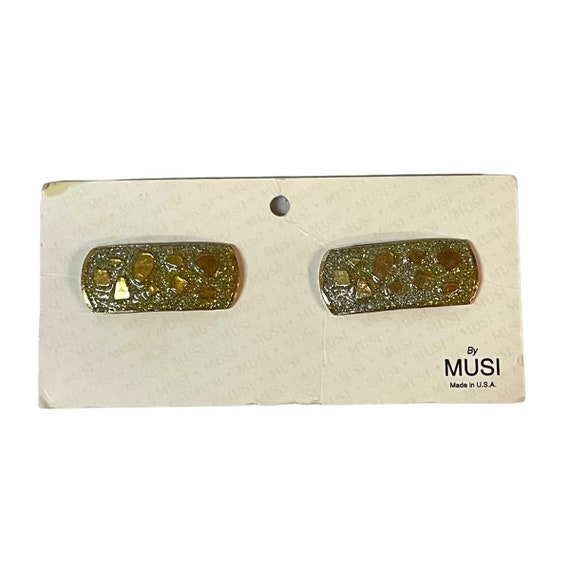 70s Musi Gold Glitter Shoe Clips Rectangle Buckle Dea… - Gem