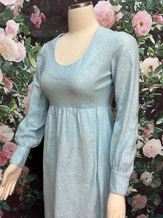 70s Powder Blue Lace Regency Maxi Dress XS - Gem