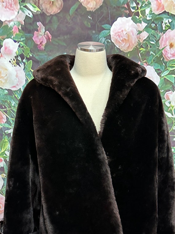 50s Arnold Constable Brown Faux Fur Coat Fake Fur - Gem