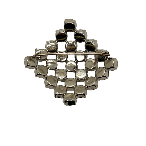 50s Square Clear Rhinestone Brooch - Gem